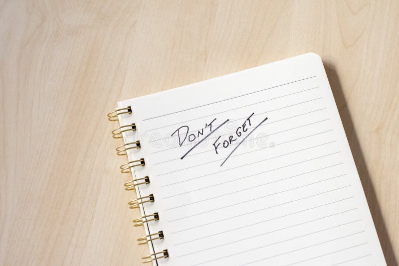 White Notebook with Notes and Wooden Desk Stock Photo - Image of object ...