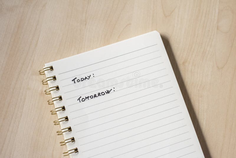 White Notebook with Notes and Wooden Desk Stock Image - Image of note ...