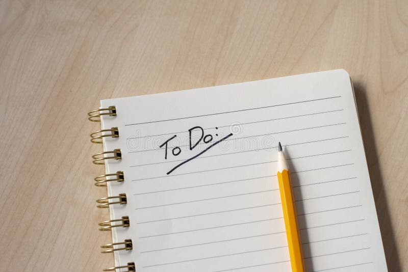 White Notebook with Notes and Wooden Desk Stock Image - Image of paper ...