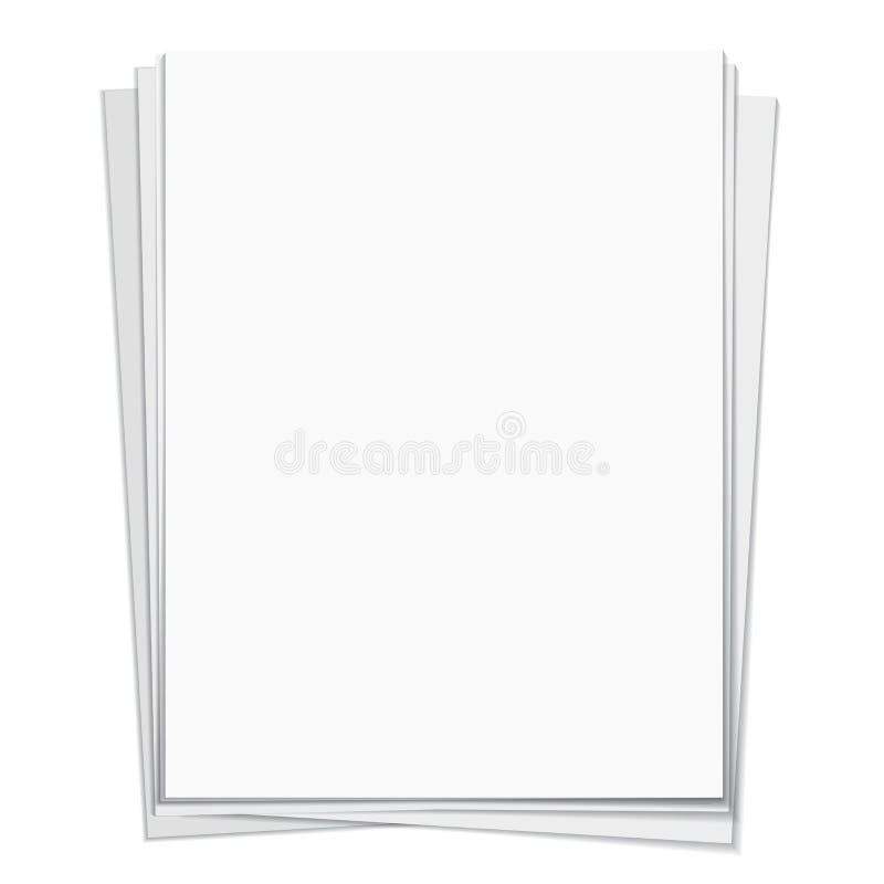 White Notebook Paper Isolated on White Background. Stock Illustration ...
