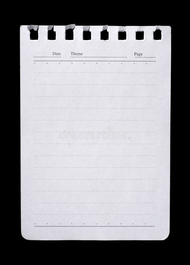 White Notebook Paper Page Isolated Stock Image - Image of note ...