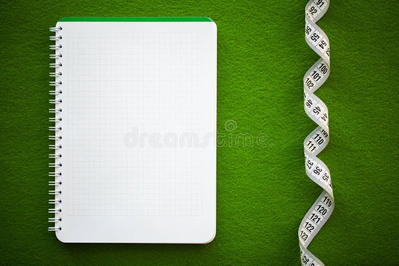 White Notebook Top View on Green Table Stock Image - Image of note ...