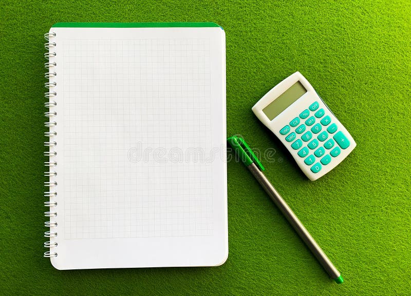 White Notebook Top View on Green Table Stock Image - Image of beautiful ...