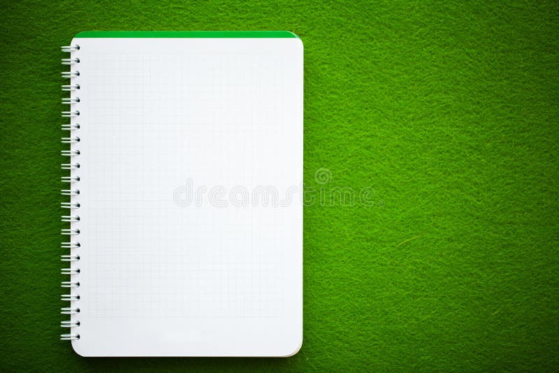 White Notebook Top View on Green Table Stock Image - Image of copy ...