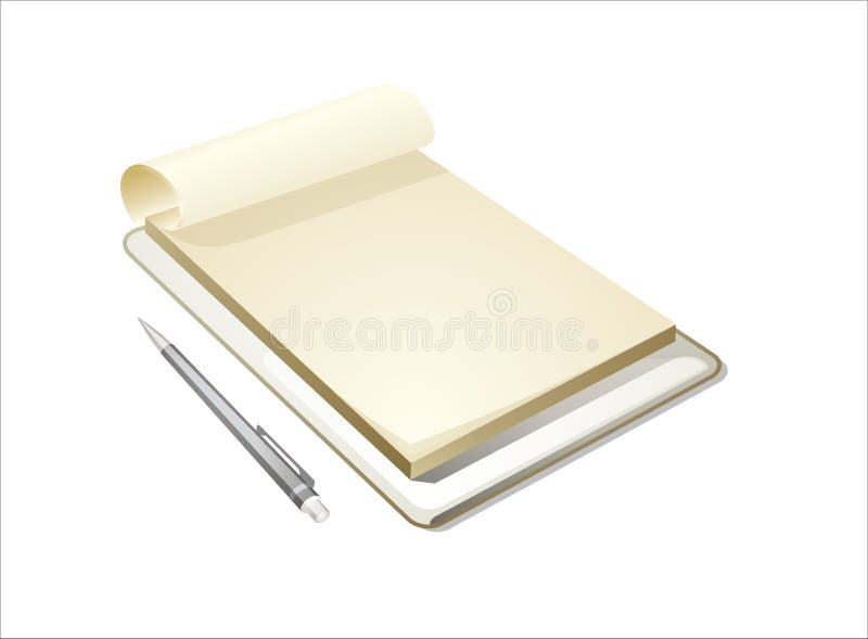 White Notepad with Pen on White Background Stock Vector - Illustration ...