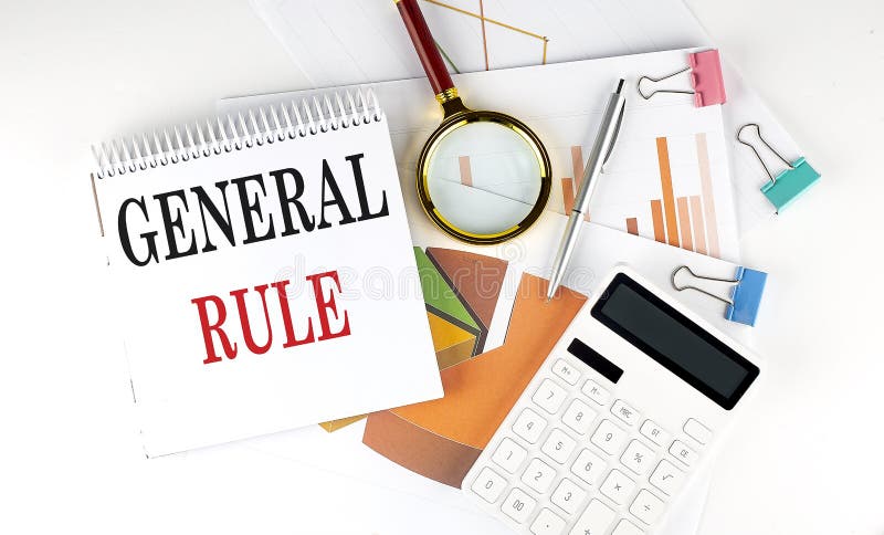 White Notepad Text GENERAL RULE with Diagram,chart,calculator on the ...