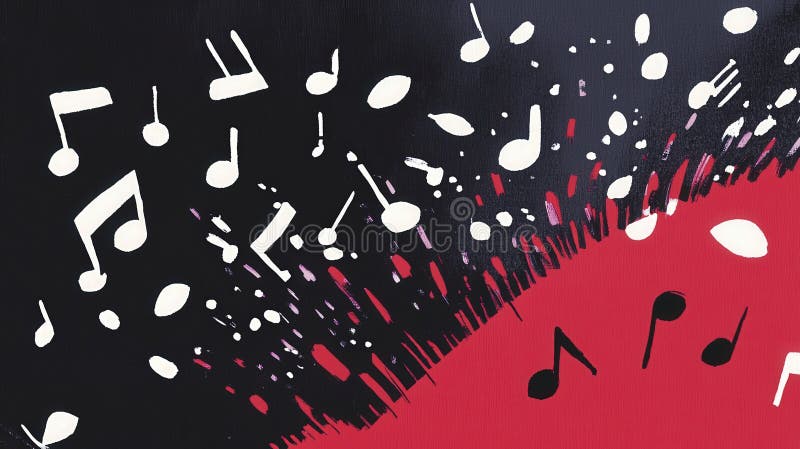 White Notes Burst Across Bold Red-black Background Stock Illustration ...