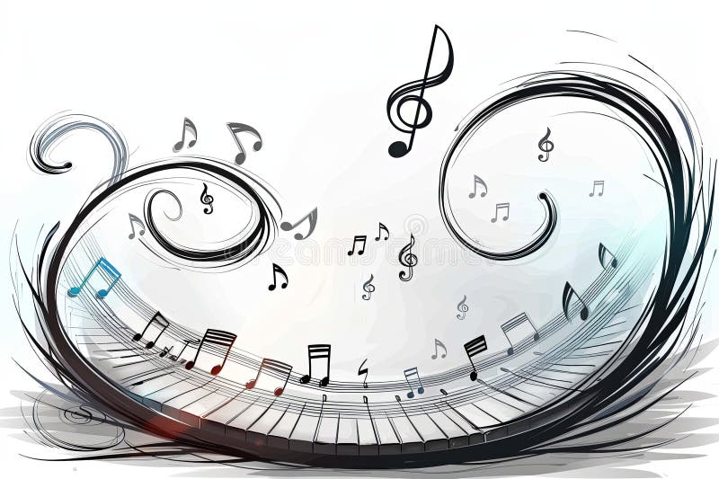 White Notes Moving and Dancing on a White Background Generative AI ...