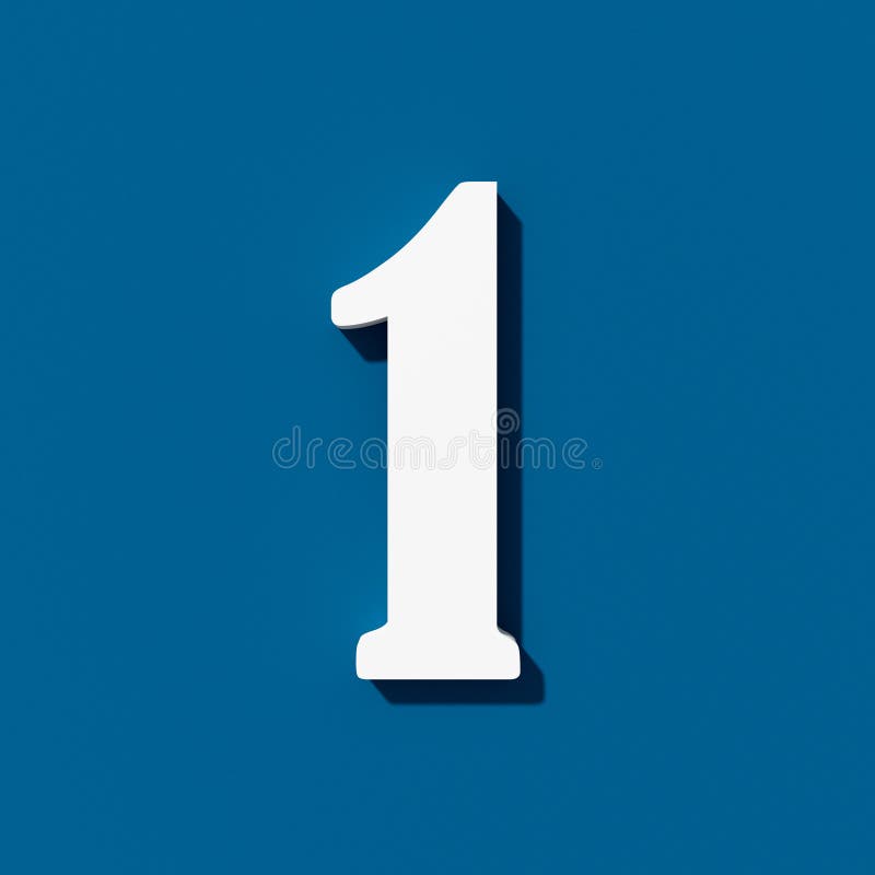 White Number One 1 on Blue Background Stock Illustration - Illustration ...