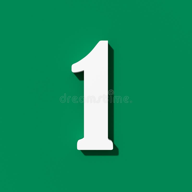 White Number One 1 on Green Background Stock Illustration ...