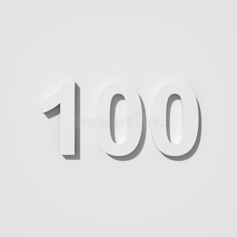 White Number One Hundred 100 on White Background. Top View Stock ...