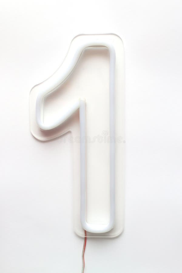 White Number One Neon Sign on White Background Stock Image - Image of ...