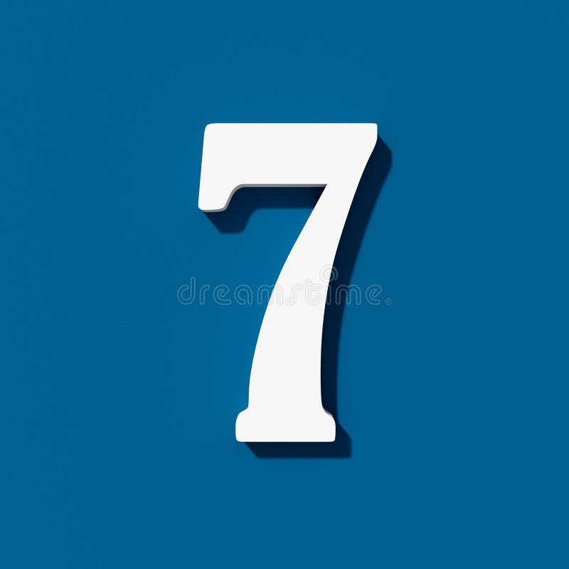 White Number Seven 7 on Blue Background Stock Illustration ...