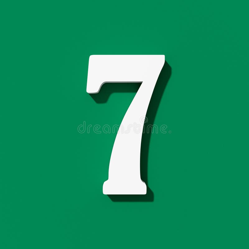 White Number Seven 7 on Green Background Stock Illustration ...