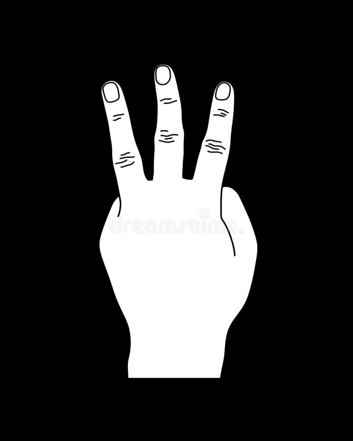 White Number Three Hand Gesture, Vector Sillhouette Stock Vector ...