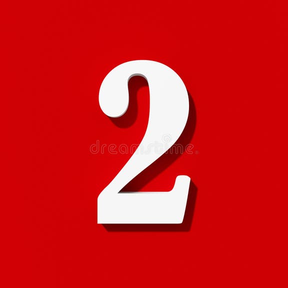 White Number Two on Red Background Stock Illustration - Illustration of ...