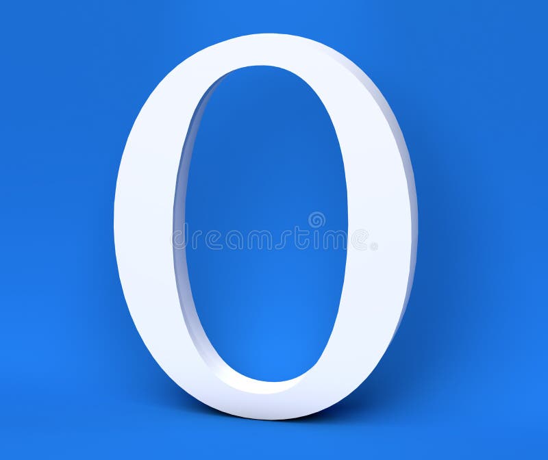 White Number 0 Zero on a Blue Background. 3D Render Stock Illustration ...