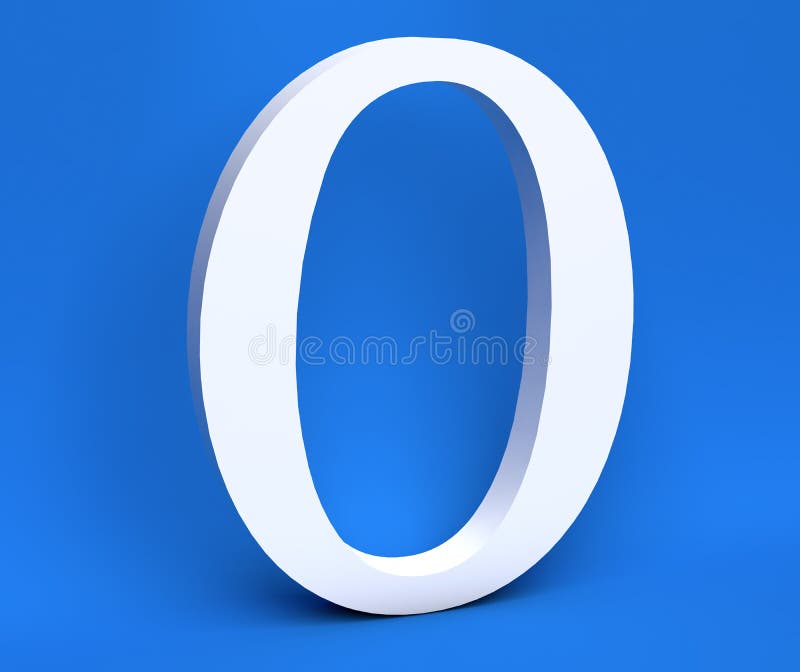 White Number 0 Zero on a Blue Background. 3D Render Stock Illustration ...