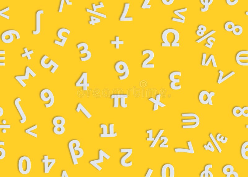 White Numbers and Mathematical Symbols Seamless Pattern. 3d ...