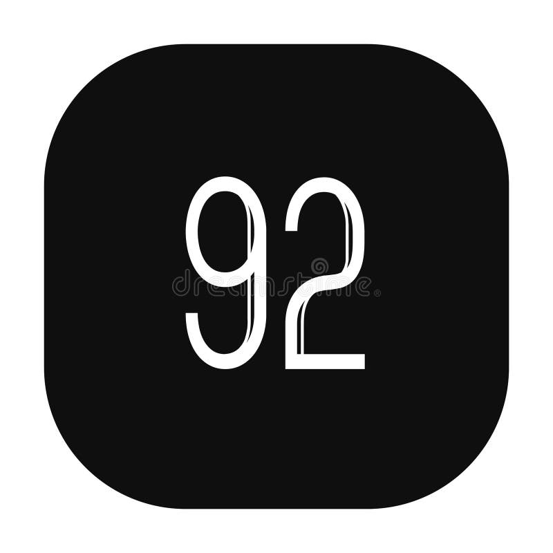 Numeral 92 Logo with Isolated Black Square Frame Stock Illustration ...