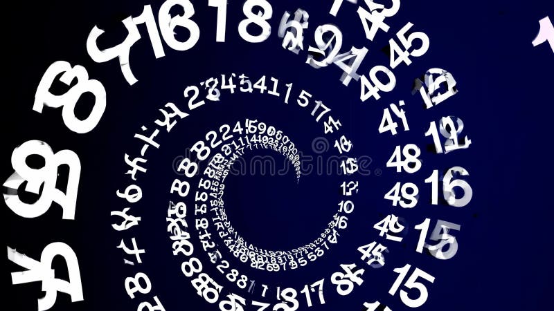 Fibonacci Spiral Swirling, Numeric Elements Rotating Dynamically ...