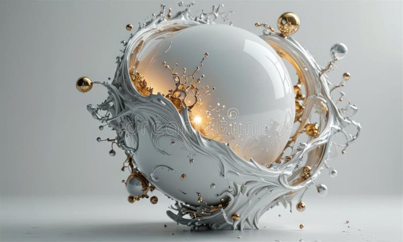 A White Object with Gold Balls on it is Surrounded by a Splash of Water ...