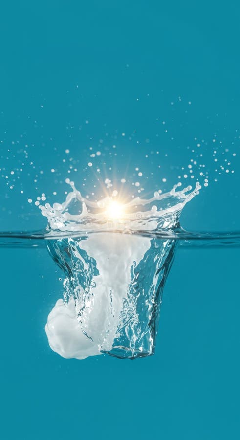 White Object Splashing into Teal Water Stock Illustration ...