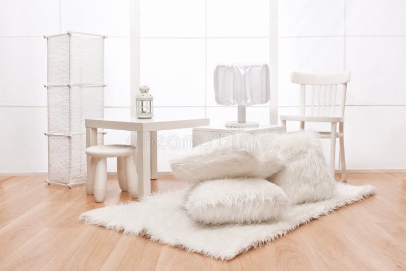 White Objects in the Interior Stock Image - Image of chair, pillow ...