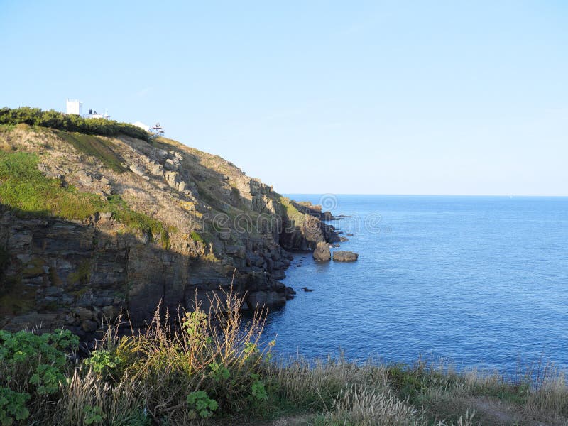 The White Observatory on the Cliff at Lizard Point in Cornwall Stock ...