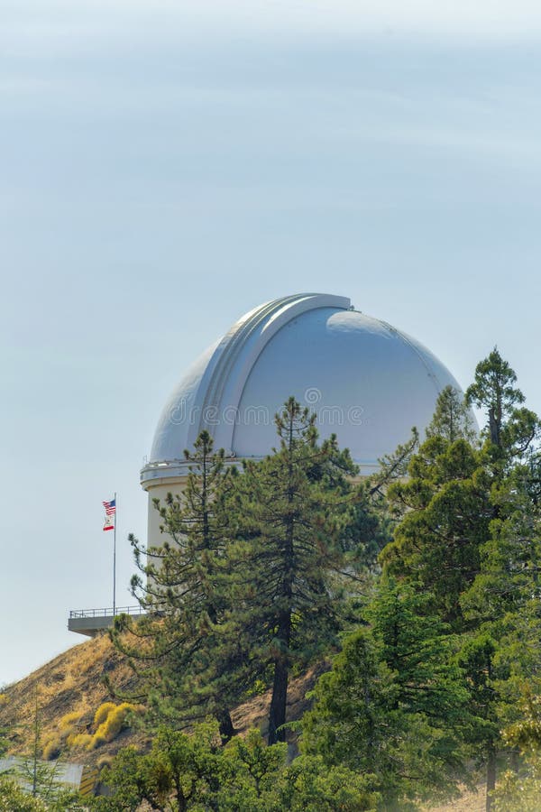 White Observatory Dome with Trees and Blue Sky Stock Photo - Image of ...