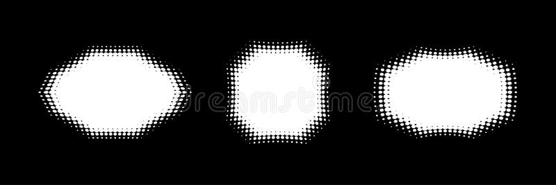 White Octagon Halftone Frames. Grunge Set of Halftone Polygons. Distort ...