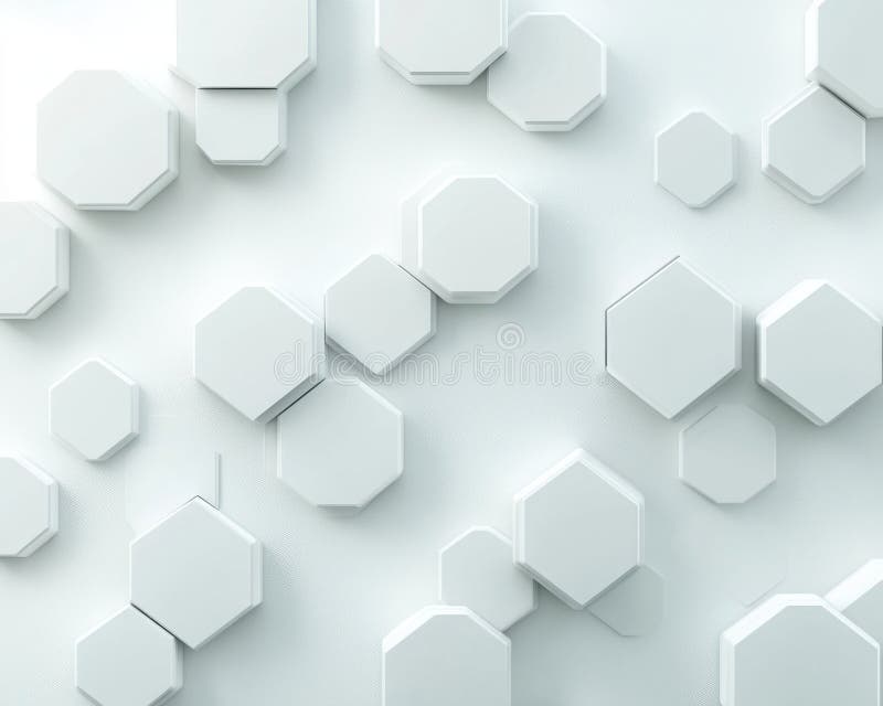 White Octagonal and Hexagonal Shapes on a White Background Stock ...