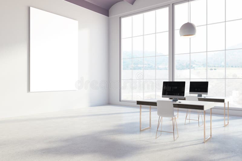 White Office with Blank Screen Computers Stock Illustration ...