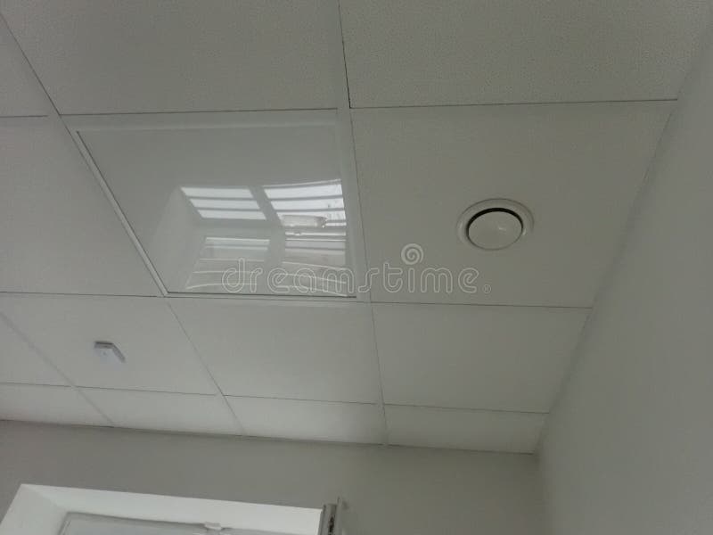 White Office Building Ceiling Grid Stock Image - Image of smoke ...