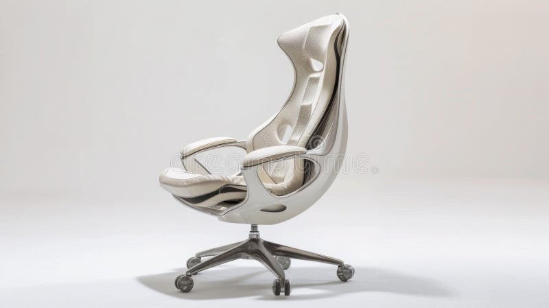A White Office Chair with a Chrome Base and Wheels, AI Stock ...