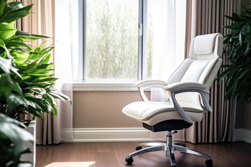 White Office Chair Positioned Near a Window Stock Photo - Image of home ...