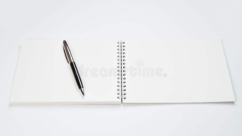 White Office Desk Top View with Notepad and Pen,minimalistic Design,top ...