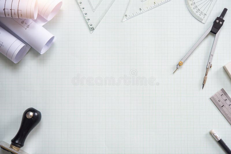 Architect Worplace Top View. Architectural Project, Blueprints ...