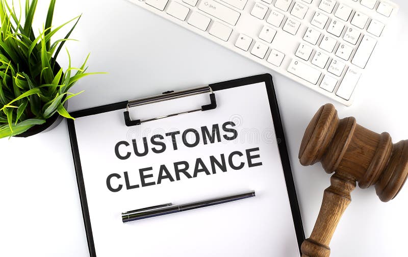 Word CUSTOMS CLEARANCE on Notebook with Pencil on the Grey Background ...