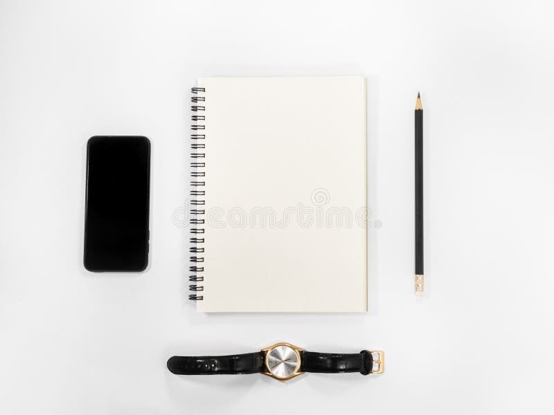 White Office Desk Table with a Lot of Things. Stock Image - Image of ...