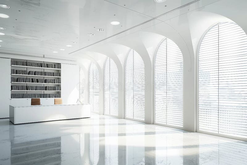 White office interior. stock illustration. Illustration of table ...