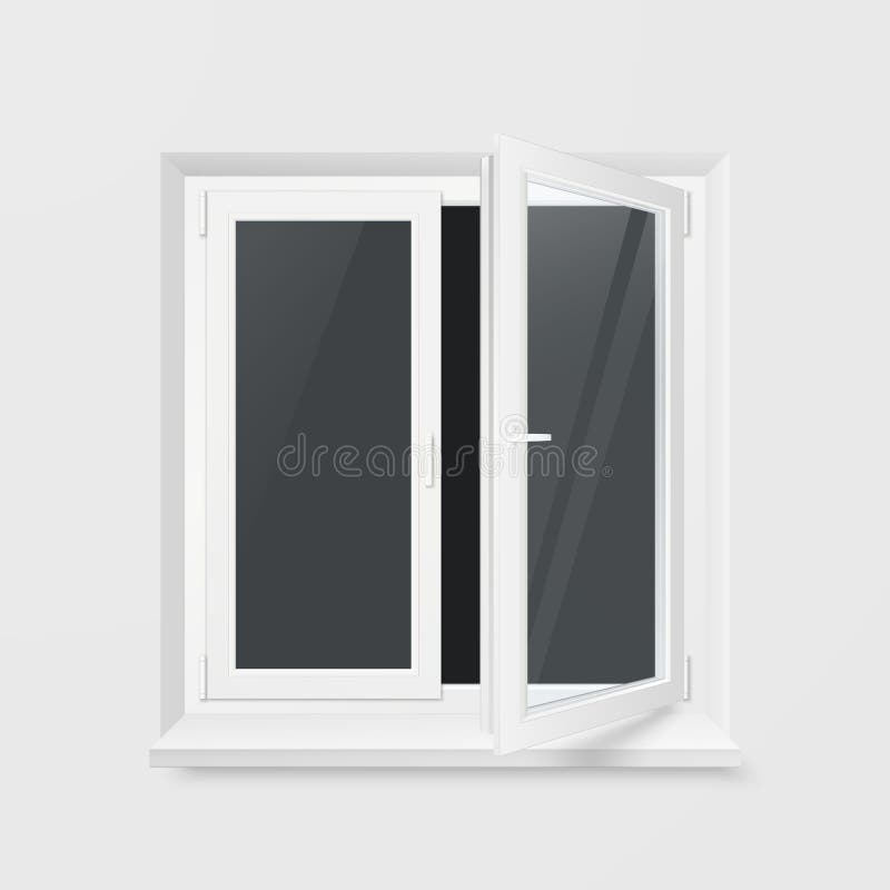 White Office Plastic Window. Window Front View Stock Vector ...