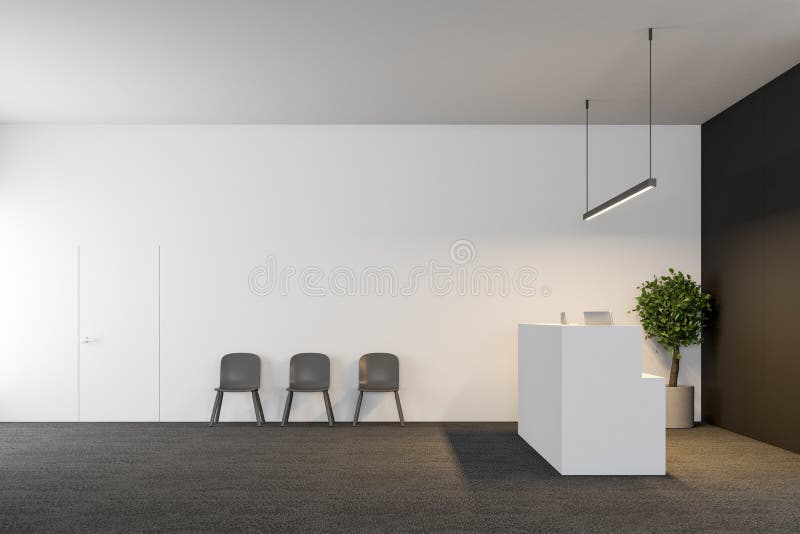 White Office Reception Black Wall Chairs Side View Stock Illustration ...