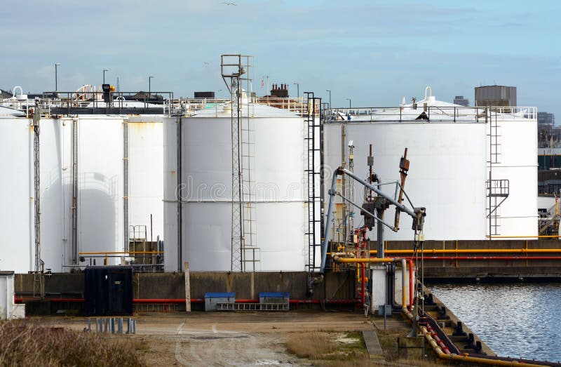 White oil Storage tanks stock image. Image of reserve - 38496049