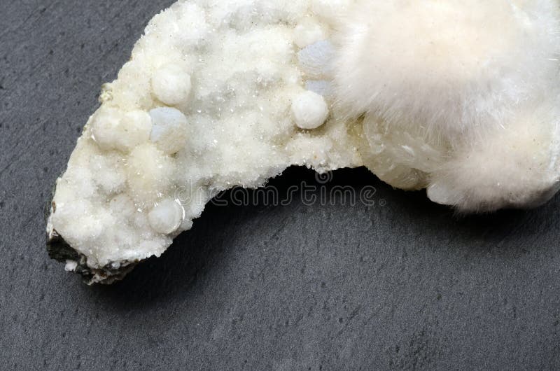 White Okenite on Girolite Gemstone Stock Image - Image of mineral ...