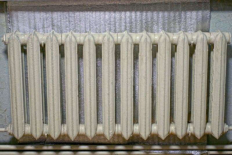 White Old Radiator with Cast Iron Sections Stock Photo - Image of dark ...