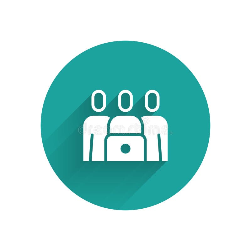 White Online Class Icon Isolated with Long Shadow. Online Education ...