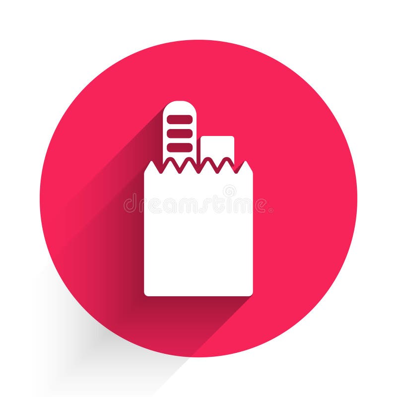 White Online Ordering and Fast Food Delivery Icon Isolated with Long ...