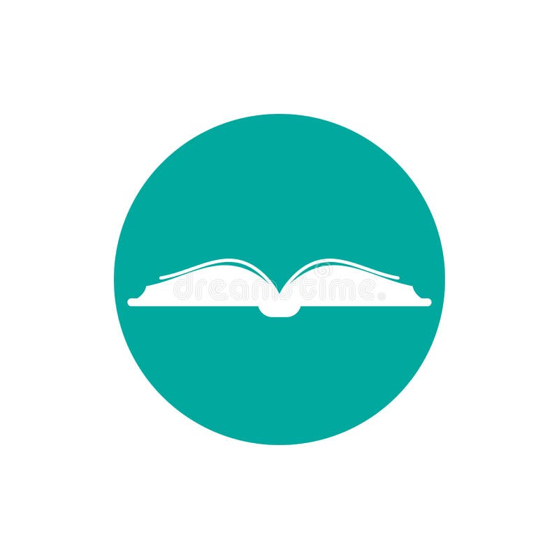 White Open Book in Blue Circle Isolated on White Background. Knowledge ...