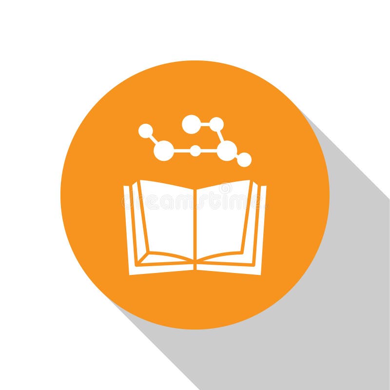 White Open Book Icon Isolated on White Background. Orange Circle Button ...